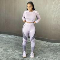 China Women spring fitness Clothing 2 Pieces yoga Set Women fashion sports set ladies long sleeve Sportswear ladiesTracksuits for sale