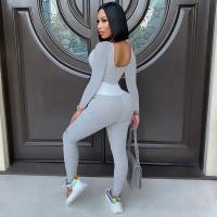 China Women long sleeve  active wear one piece jumpsuit fashion patchwork rompers ladies bodycon new trendy sportswear for sale