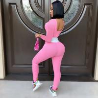 China Women long sleeve  active wear one piece jumpsuit fashion patchwork rompers ladies bodycon new trendy sportswear for sale