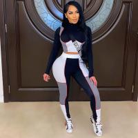 China Women spring fitness Clothing 2 Pieces yoga Set ladies Jogging sports Suits long sleeve Sportswear patchwork Tracksuits for sale