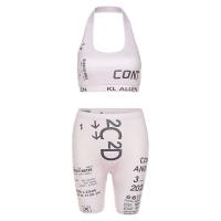 China New design sports bra set short yoga pants Gym wear ladies halter Sportswear printed  workout fitness clothing leisure yoga set for sale