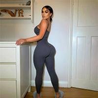 China ladies new sleeveless tight hip-lifted gym wear solid color sportswear casual jumpsuits one piece yoga sets for sale