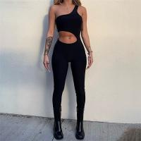 China ladies new summer high waist gym wear one shoulder hollowed-out tight sportswear one piece casual jumpsuits for sale