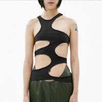China 2021 women summer new loose turtleneck yoga top sleeveless and irregular hollowed-out gym wear solid color casual vest for sale