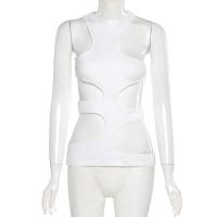 China 2021 women summer new loose turtleneck yoga top sleeveless and irregular hollowed-out gym wear solid color casual vest for sale