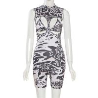 China hot sales women new print sexy gym wear high waist tight buttock packed one piece yoga set  casual jumpsuits for sale