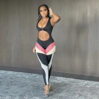 China female summer new personality reverse wear design hollow out one piece yoga sets patchwork color jumpsuits for sale