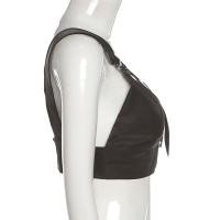 China 2021 hot sales summer ladies new V-neck  sexy backless vest solid color crop tops sleeveless short T-shirts for sale