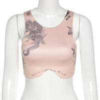 China 2021 women sexy short crop tops new print sleeveless casual streetwear ladies sportswear fashion irregular hem tank crop top for sale