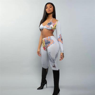 China 2021 new design fitness clothes women sexy sportswear one shoulder sexy running gym wear ladies two piece sports set for sale