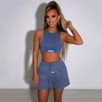 China 2022 Summer Women fitness New Solid Color Slim Sleeveless running Vest Loose Straight Casual Shorts yoga sport Suit for sale