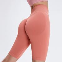 China New summer solid color seamless fitness pants women tight shorts high waist hip lift yoga Leggings wholesale for sale