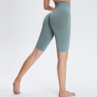 China New summer solid color seamless fitness pants women tight shorts high waist hip lift yoga Leggings wholesale for sale