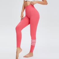 China New yoga pants contrast color stitching high waist fitness pants high elastic sports leggings women in stock women's trousers for sale