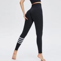 China New yoga pants contrast color stitching high waist fitness pants high elastic sports leggings women in stock women's trousers for sale