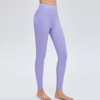 China Factory supply New threaded yoga pants simple style sports pants women tight solid color fitness Leggings for sale