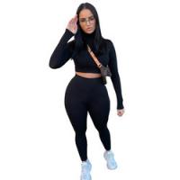 China Wholesale 2 piece Yoga sets women slim solid color gym wear Breathable High Waist pants sportswear for sale
