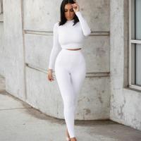 China Wholesale 2 piece Yoga sets women slim solid color gym wear Breathable High Waist pants sportswear for sale