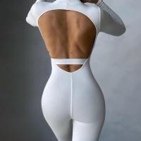 China Fashion Women Sexy Backless sportswear Long Sleeve One Piece Bodycon ladies solid color Jumpsuit girls clothing for sale