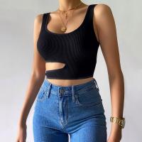 China Custom logo ladies workout crop top solid color gym wear hollow out sportswear sleeveless tank tops plain tee shirts supplier for sale