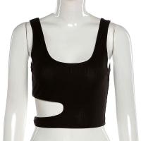 China Custom logo ladies workout crop top solid color gym wear hollow out sportswear sleeveless tank tops plain tee shirts supplier for sale