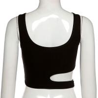 China Custom logo ladies workout crop top solid color gym wear hollow out sportswear sleeveless tank tops plain tee shirts supplier for sale