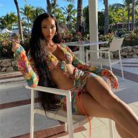 China ladies print crop tops long sleeve drawstring two-piece bathing suit buttocks-packed short floral lace-up swimwear for sale