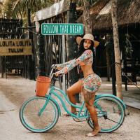 China ladies print crop tops long sleeve drawstring two-piece bathing suit buttocks-packed short floral lace-up swimwear for sale