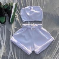 China hot sales ladies Solid Color Two Pieces Strapless Short sports Set lace-up yoga Set Women fitness Clothing Summer Sportswear for sale