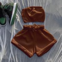 China hot sales ladies Solid Color Two Pieces Strapless Short sports Set lace-up yoga Set Women fitness Clothing Summer Sportswear for sale