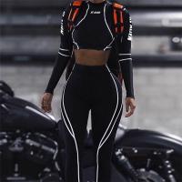 China new style sports round neck long sleeve outdoor fitness clothing net yarn solid color dance fitness sets for sale