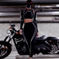 China new style sports round neck long sleeve outdoor fitness clothing net yarn solid color dance fitness sets for sale