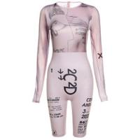 China new autumn 2020 High Waist Skinny print Romper Short yoga set back Zipper Long Sleeve Sportswear One Piece Jumpsuit for sale