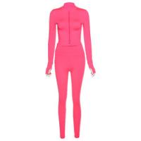 China ladies stand Collar sportswear Long Sleeve Seamless Activewear front Zipper Tops And Yoga pants Set girls clothing for sale