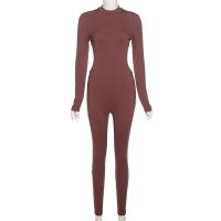 China New arrival women long sleeve gym wear high waist sexy hollowed-out tight casual women sport jumpsuits for sale