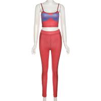 China 2021 ladies sexy slim sleeveless tank fitness sport set Butt Lifting high waist long pant yogawear women Sportswear for sale