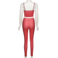China 2021 ladies sexy slim sleeveless tank fitness sport set Butt Lifting high waist long pant yogawear women Sportswear for sale