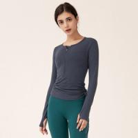 China 2021 yoga top women's tight-fitting short half-zipper long-sleeved yogawear new spring activewear running sport suit ems for sale