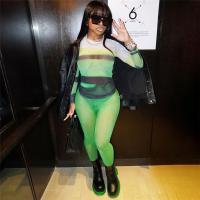China Wholesale Custom Women Transparent Sexy sports Set Mesh Perspective Printed High Waist Tight Casual Outdoor sport suit ems for sale