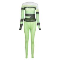 China Wholesale Custom Women Transparent Sexy sports Set Mesh Perspective Printed High Waist Tight Casual Outdoor sport suit ems for sale