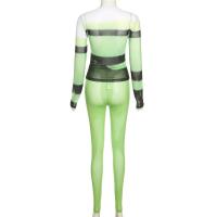 China Wholesale Custom Women Transparent Sexy sports Set Mesh Perspective Printed High Waist Tight Casual Outdoor sport suit ems for sale