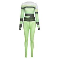 China Wholesale Custom Women Transparent Sexy sports Set Mesh Perspective Printed High Waist Tight Casual Outdoor sport suit ems for sale