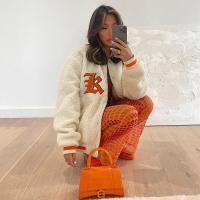 China Wholesale Custom female Fashion Embroidered contrast stitched lamb Ladies outdoor winter coat jacket women for sale