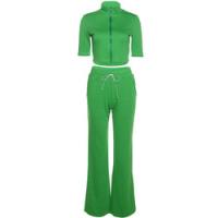 China Wholesale Custom Women Fashion Yoga Set Cardigan Zipper Short Sleeve Top Slim Straight Pants Suit Ladies Outdoor Sportswear for sale