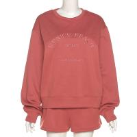 China Wholesale Custom Women Fleece Thickened Loose Embroidered Long Sleeved Sweater Shorts sports Set Ladies Workout Sportswear for sale