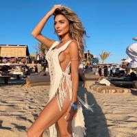 China Wholesale Custom Women Sexy Hollow out Sling Knitted Solid Color High Waist Ladies Fitness clothes Outdoor casual tassel Dress for sale