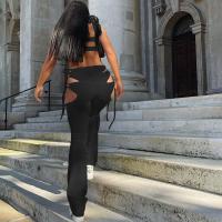 China Wholesale Custom Women Hollow Out Bandage Set High Waist Tight Pants Casual Sports Suit Ladies Workout Sportswear for sale