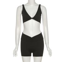 China Wholesale Custom Women's New Sexy Sleeveless Low-cut Tight Waist Hit Wrap Shorts Casual Suit Ladies Workout Sportswear for sale
