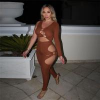 China Wholesale Custom Sexy Hollow Out Button One Shoulder Bodysuit Casual yoga Pants Ladies Workout fitness clothes for sale