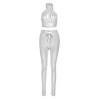 China Wholesale Custom Women Ruched Butt Sexy Sleeveless Halter Top Casual Lace Up Pants Suit Ladies Workout Sportswear for sale
